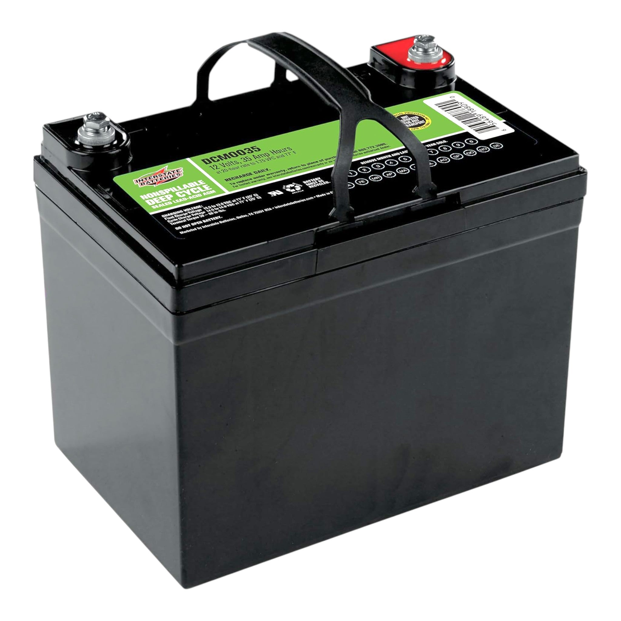 Interstate 12V 35Ah U1 AGM Battery Deep Cycle w/ M6 Insert Terminals ...